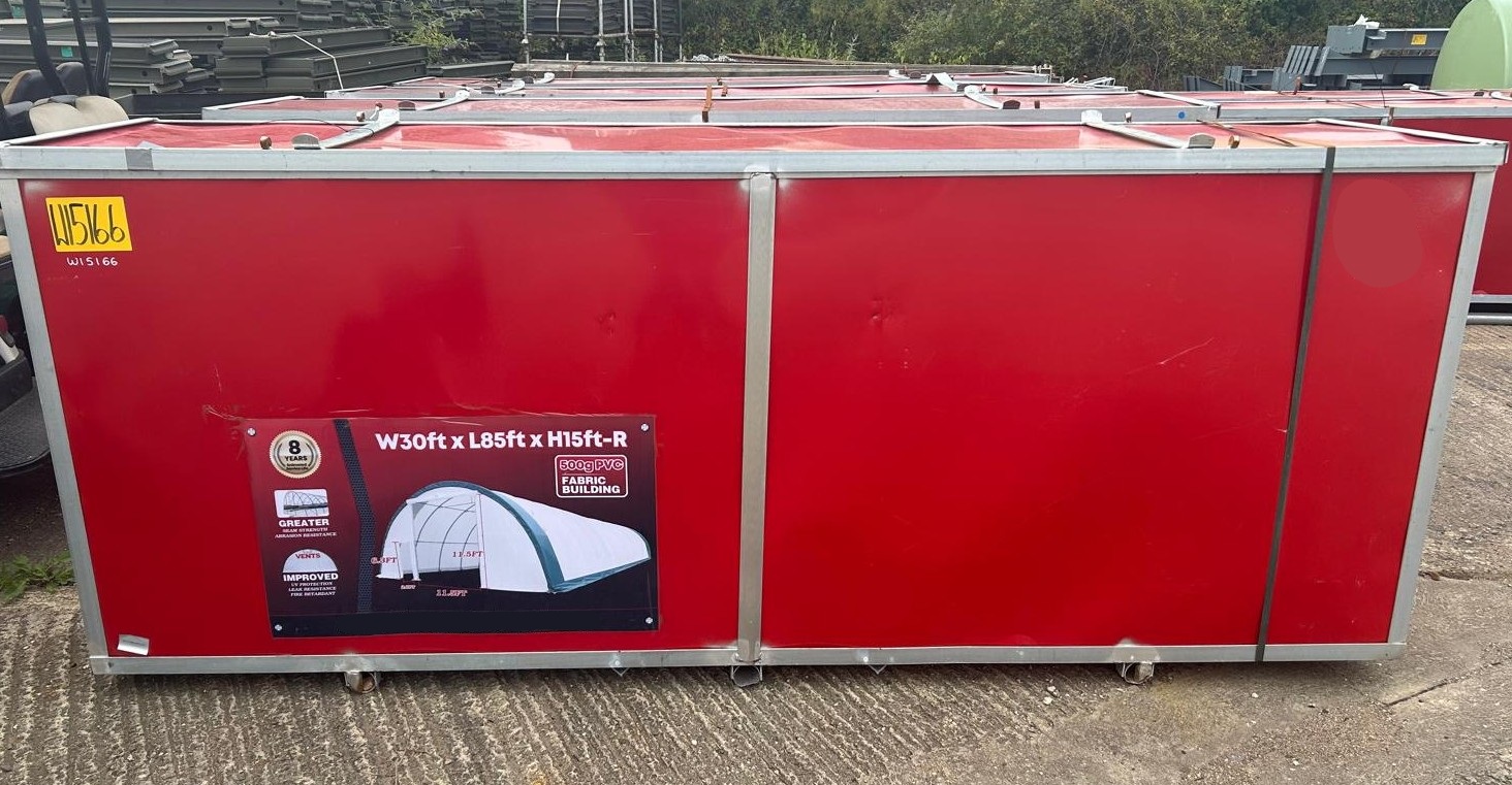 30ft x 85ft x 15ft Steel Framed PVC Storage Shelter - Witham Specialist ...